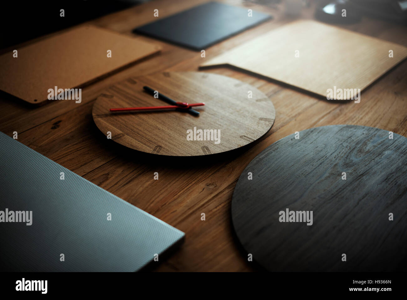Wooden Time Clock Modern Old Fashion Concept Stock Photo - Alamy