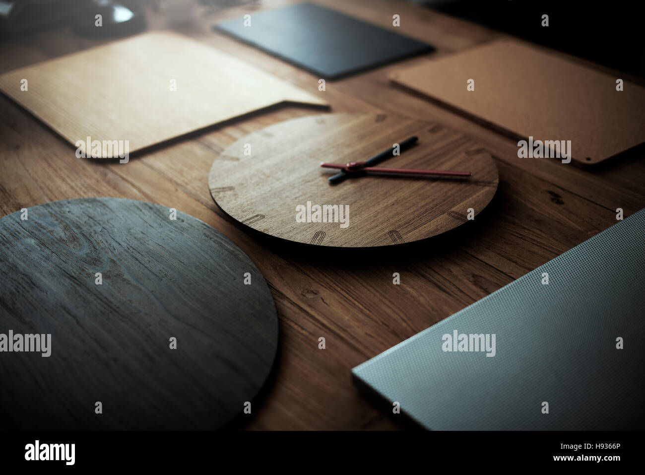 Wooden Time Clock Modern Old Fashion Concept Stock Photo - Alamy