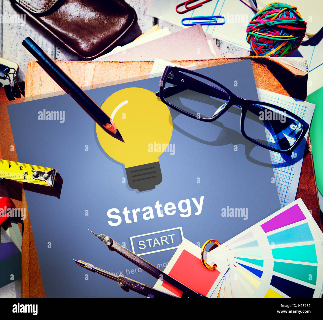 Strategy Light Bulb Icon Homepage Concept Stock Photo - Alamy