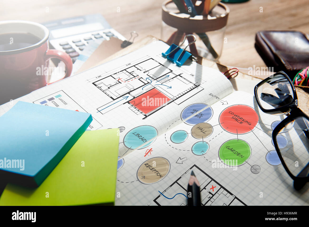Office Floor Plan Sketch Drawing Concept Stock Photo - Alamy
