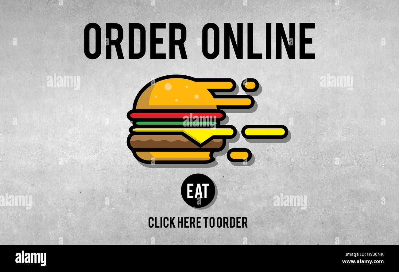 Menu Restaurant Order Now Online Burger Fast Food Concept Stock Photo ...