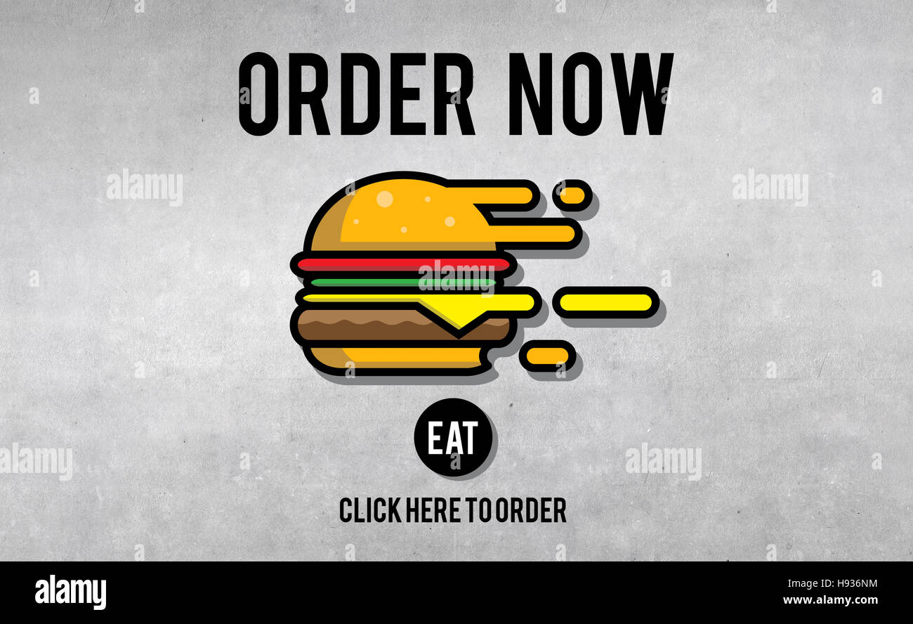 Menu Restaurant Order Now Online Burger Fast Food Concept Stock Photo ...
