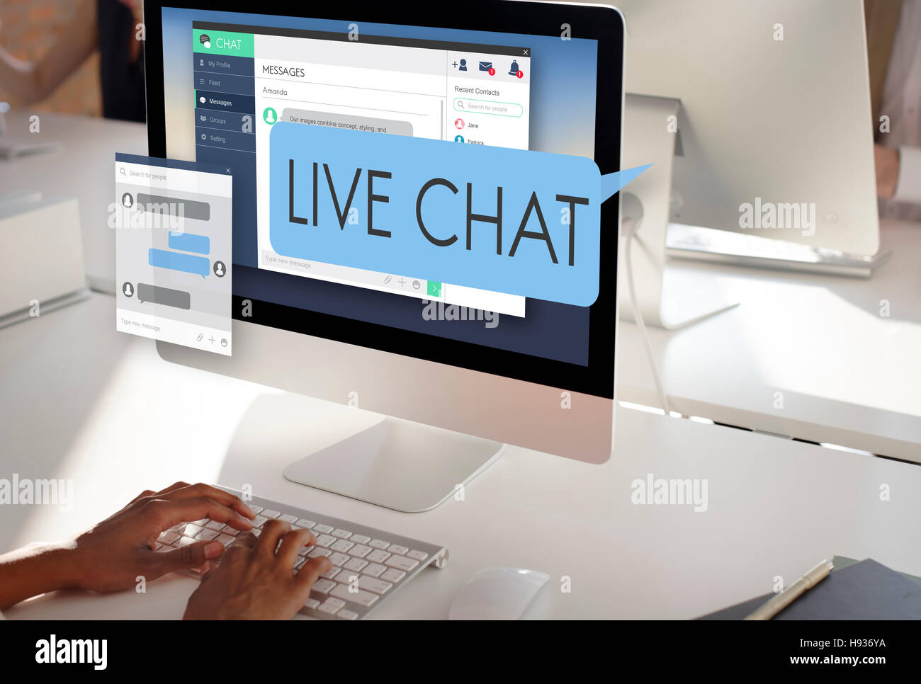 Live Chat Chatting Communication Digital Web Concept Stock Photo - Alamy