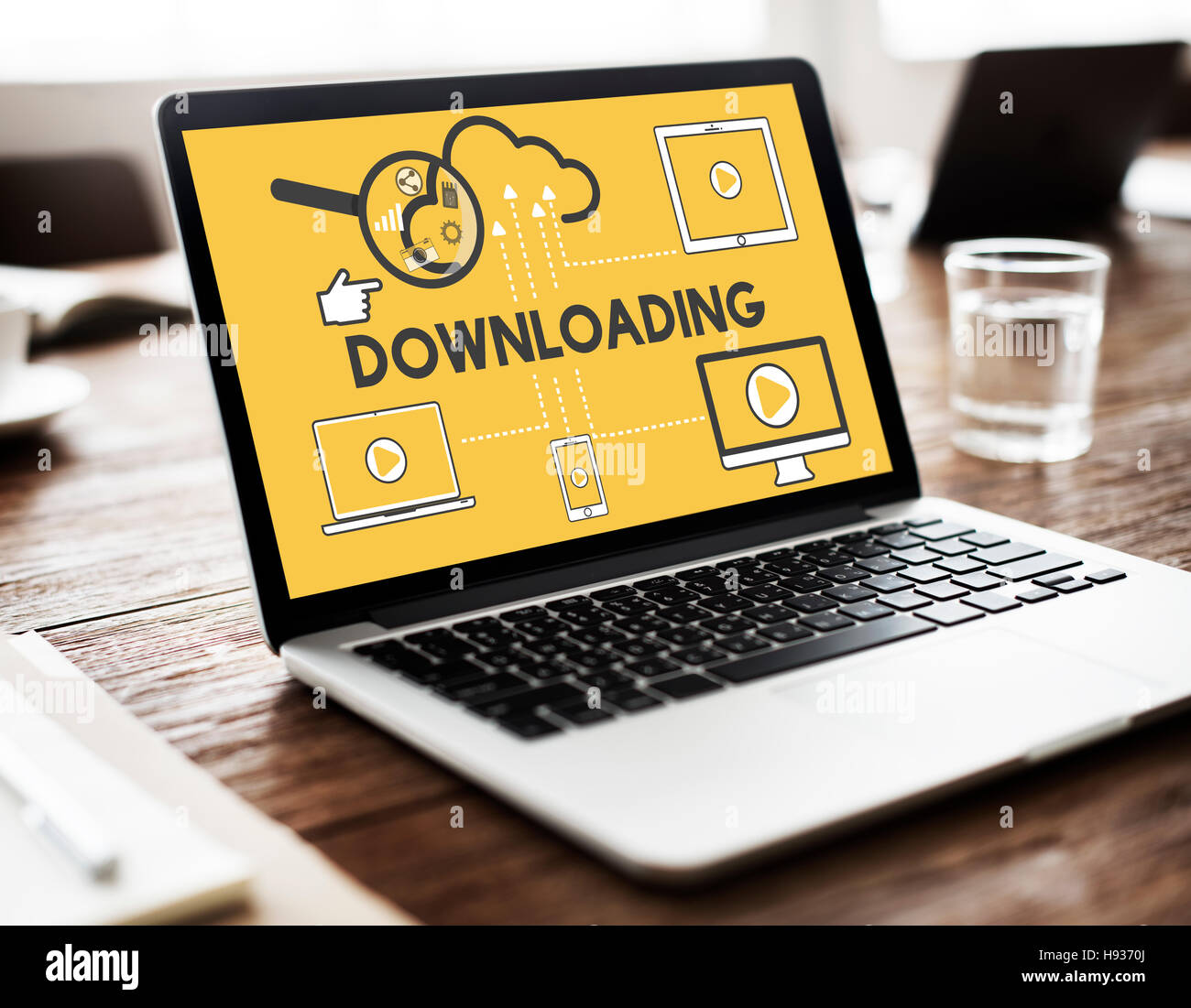 Downloading Computer Storage Cloud Technology Concept Stock Photo - Alamy