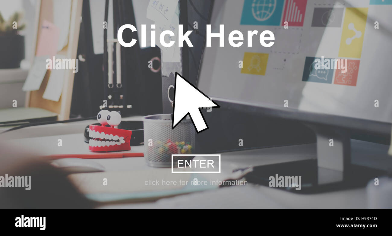 Click Here Online Technology Website Wireless Concept Stock Photo - Alamy