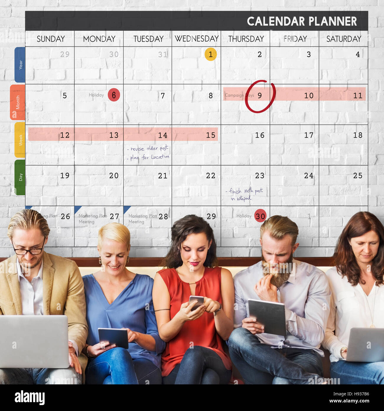 Calendar Planner Organization Management Remind Concept Stock Photo - Alamy