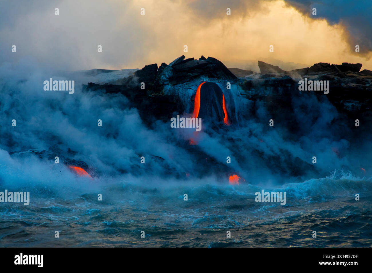 Lava Boat Tour, Kilauea Volcano, HVNP. Island of Hawaii, Hawaii Stock ...