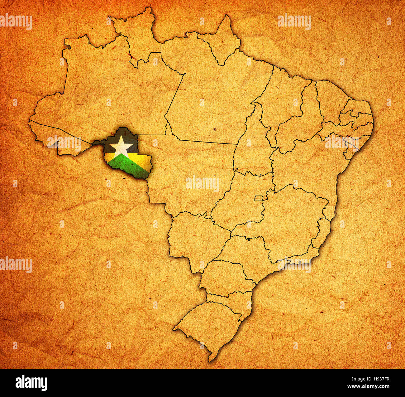 rondonia state on admistration map of brazil with flags Stock Photo - Alamy