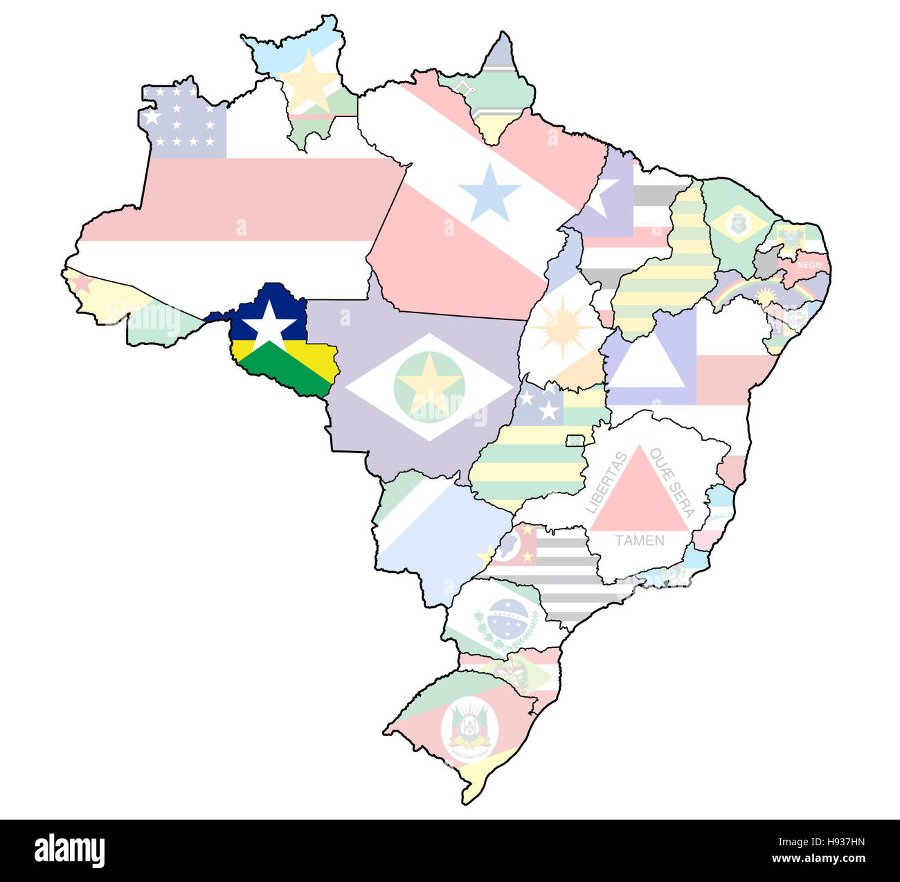 rondonia state on admistration map of brazil with flags Stock Photo - Alamy