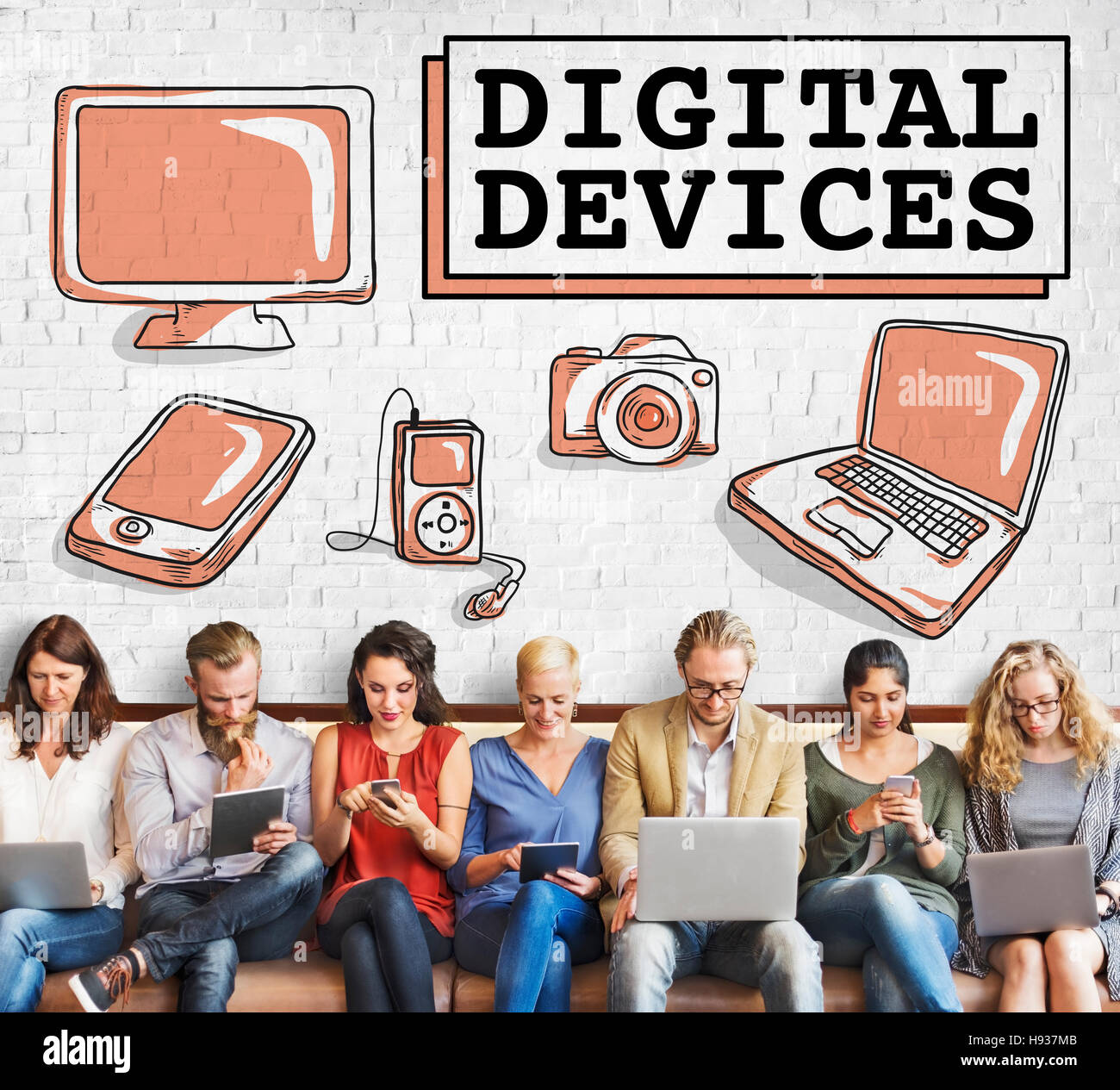 Digital Devices Electronics Connection Communication Concept Stock ...