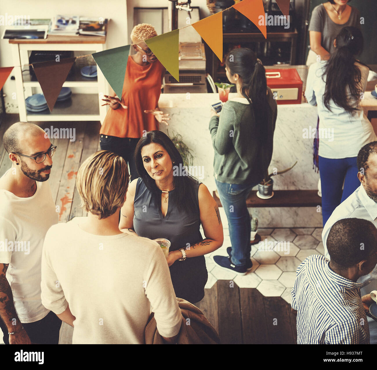 Cafe Cheerful Meeting Restaurant Talking Team Concept Stock Photo - Alamy