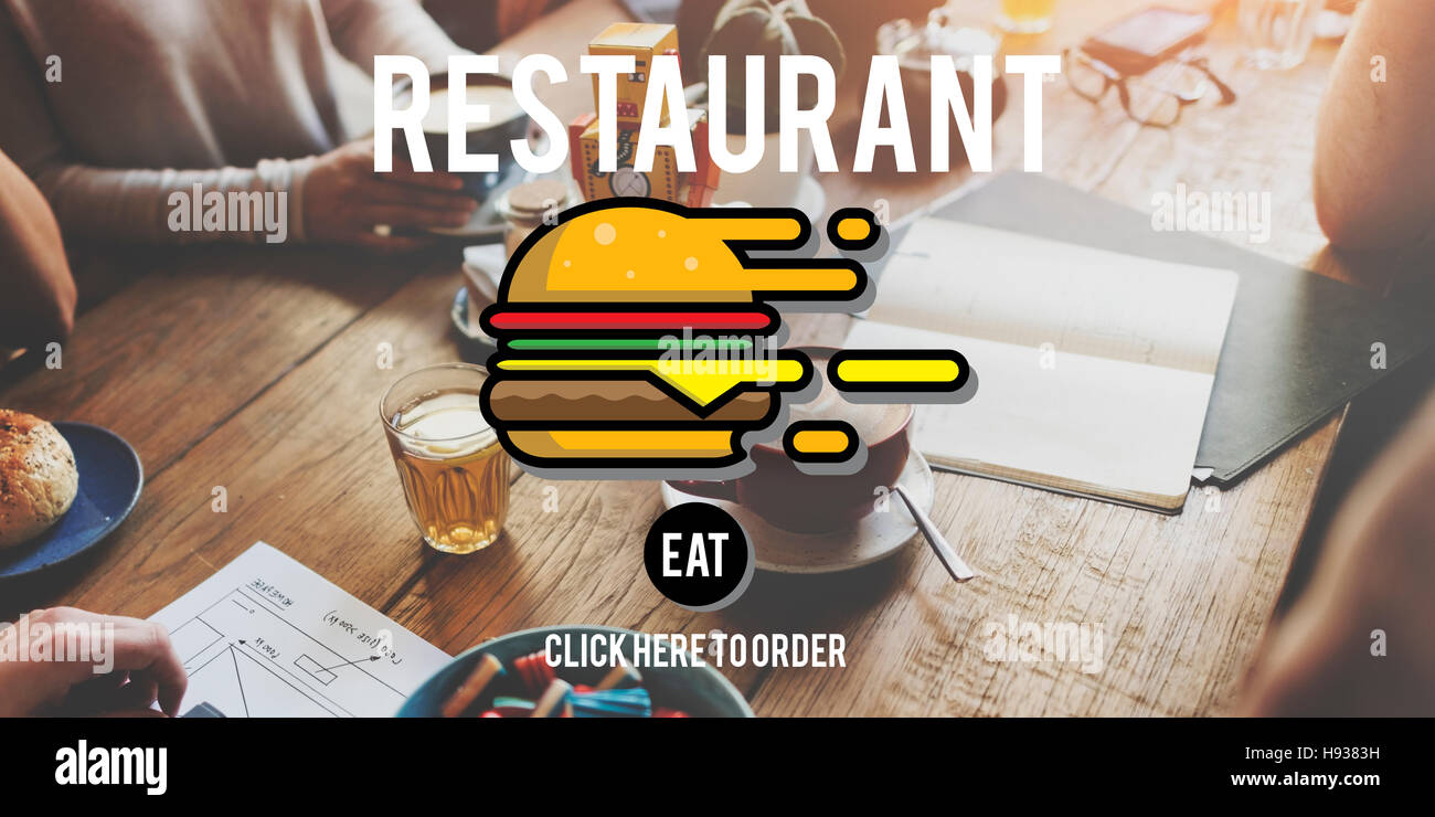 Menu Restaurant Order Now Online Burger Fast Food Concept Stock Photo ...
