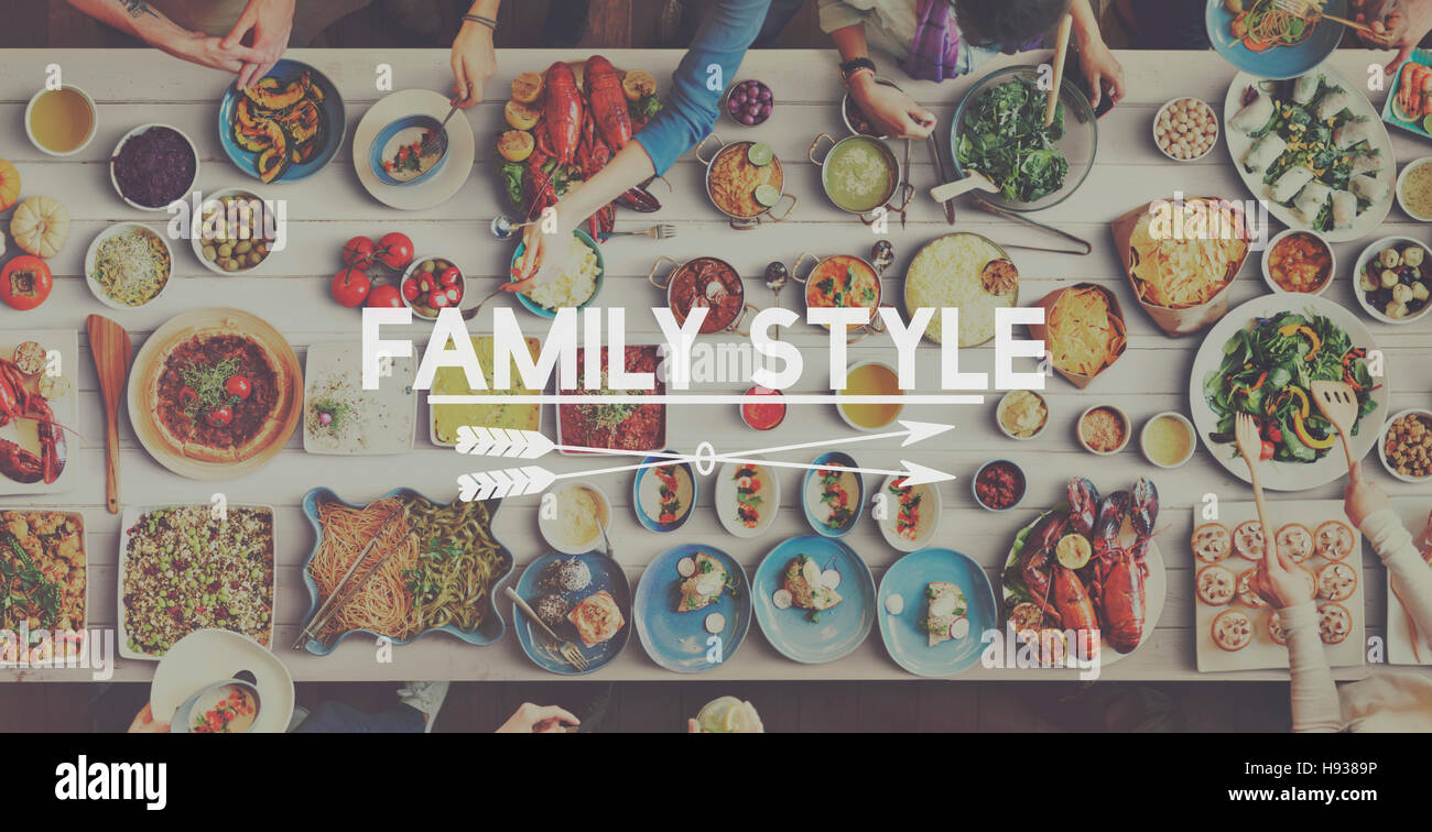 Dinner Good Food Good Mood Concept Stock Photo - Alamy