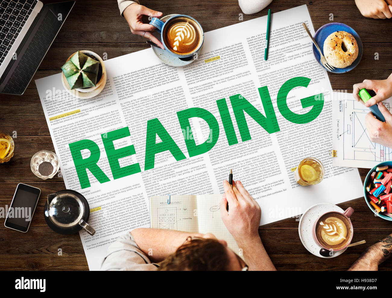 REading Newspaper Book Education Media Concept Stock Photo - Alamy