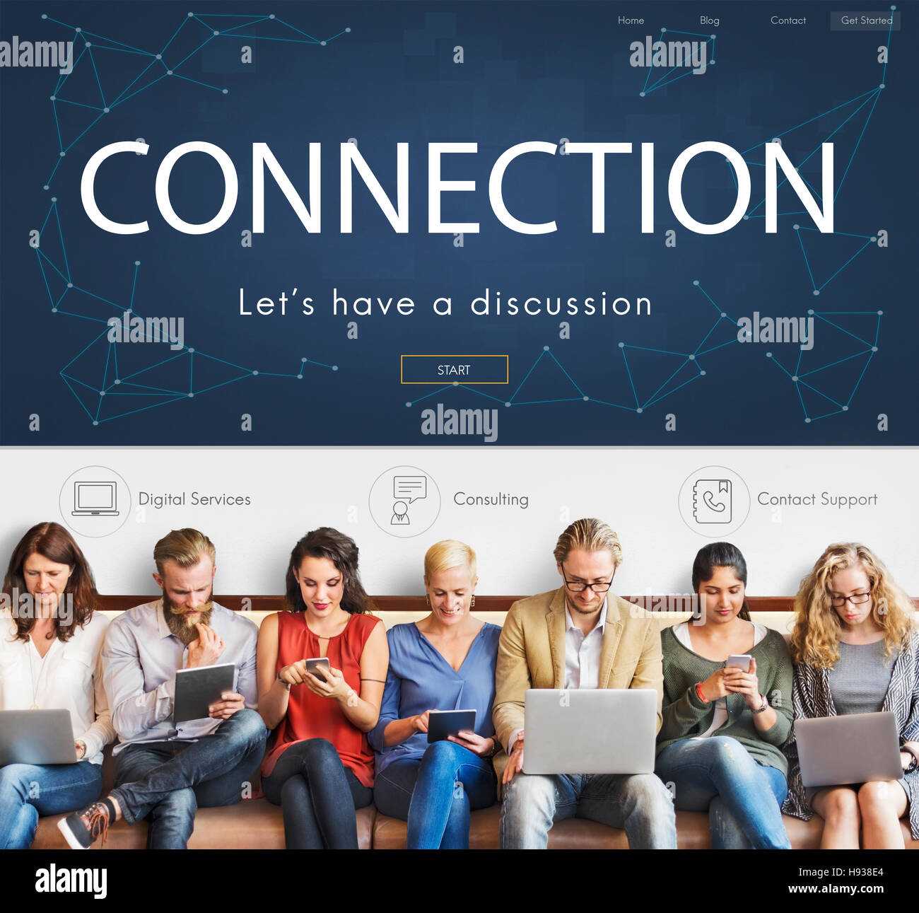 Connection Homepage Start Button Concept Stock Photo - Alamy