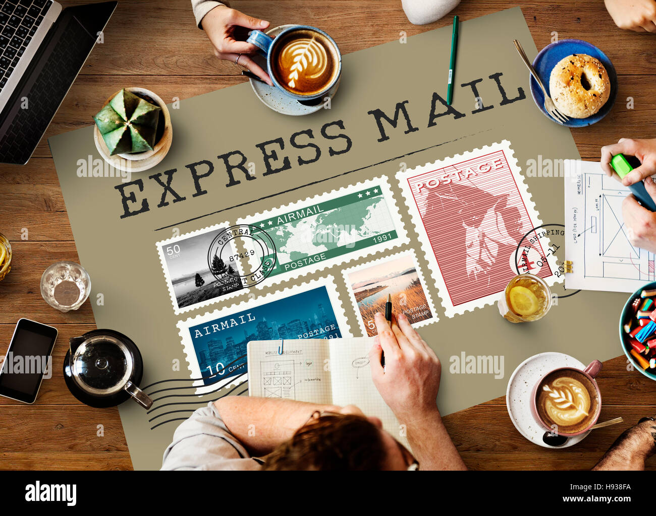 Postal Postage Mail Package Stamp Concept Stock Photo - Alamy