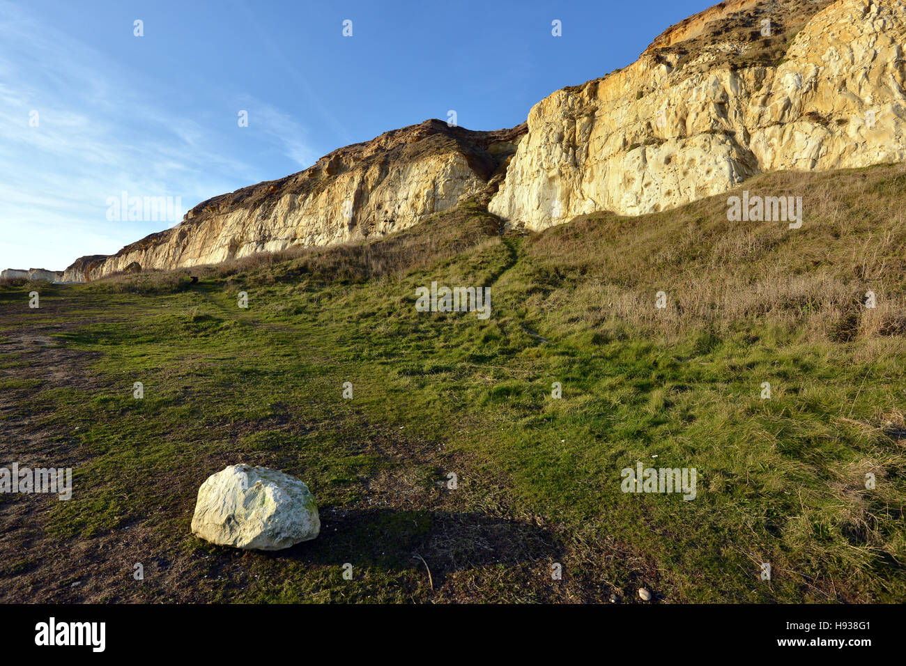 Chalk cliffs in Sussex, showing erosion Stock Photo - Alamy