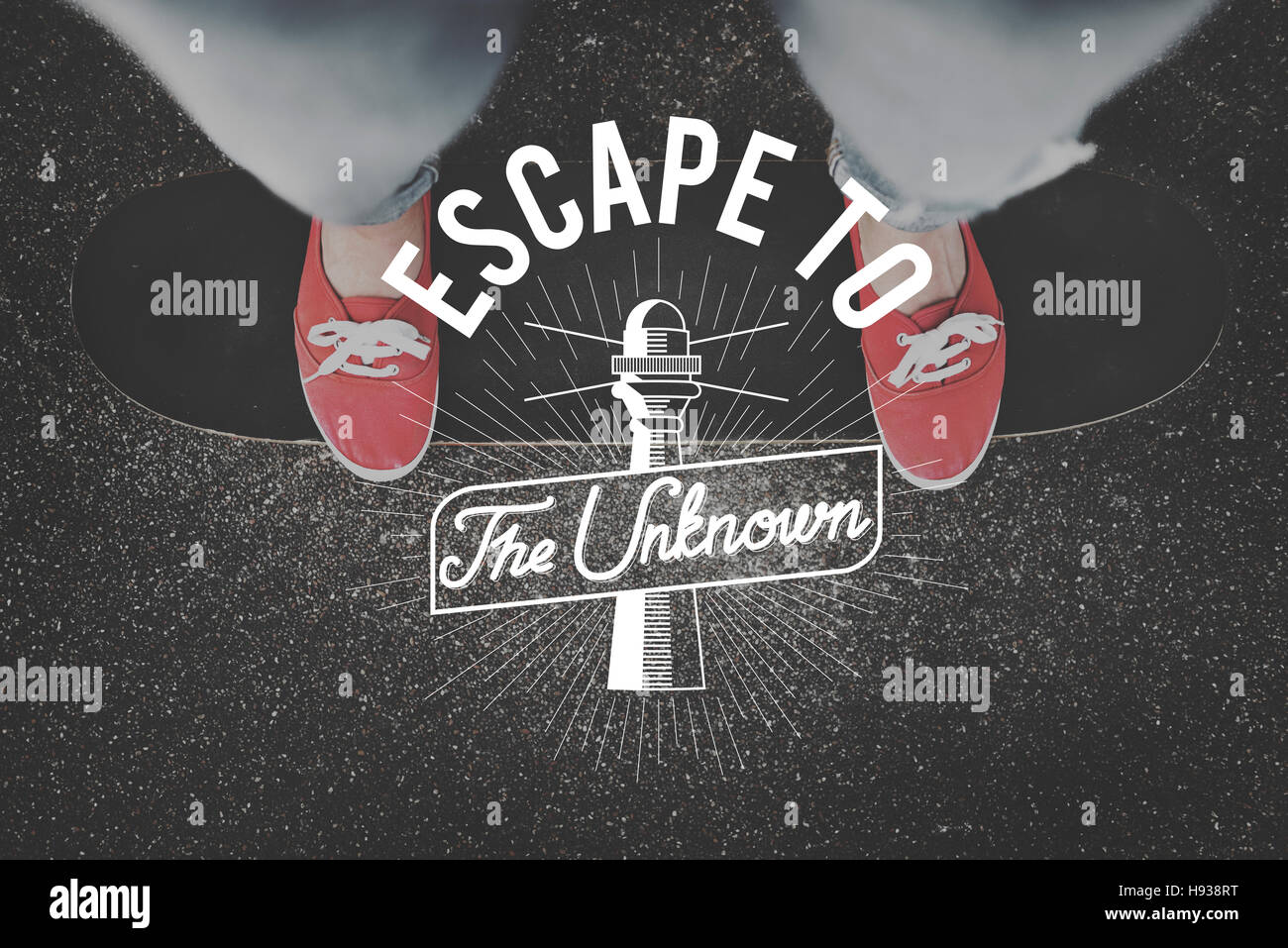 Escape To The Unknown Graphic Concept Stock Photo - Alamy