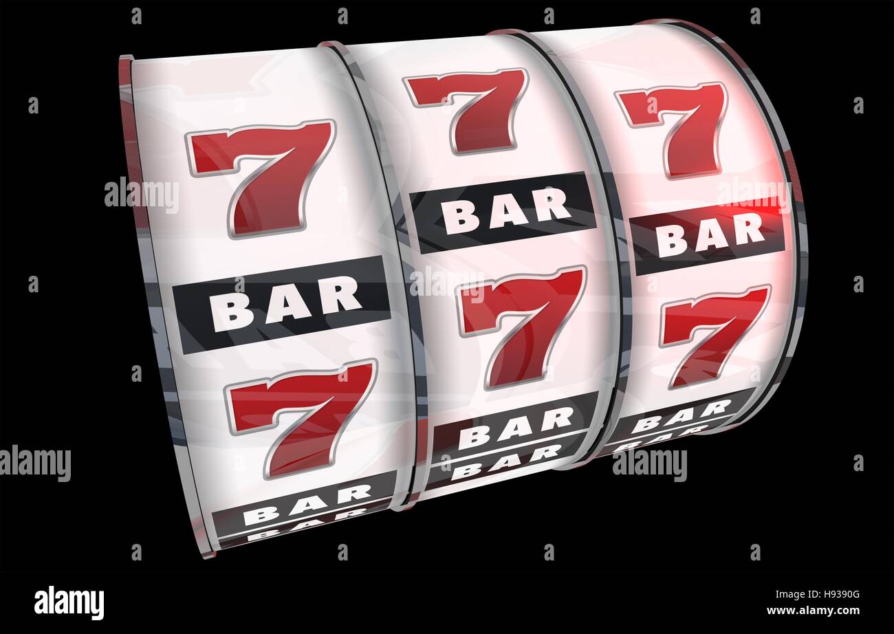 Slot Machine Concept Illustration. 3D Render. Lucky Sevens and the Bars ...