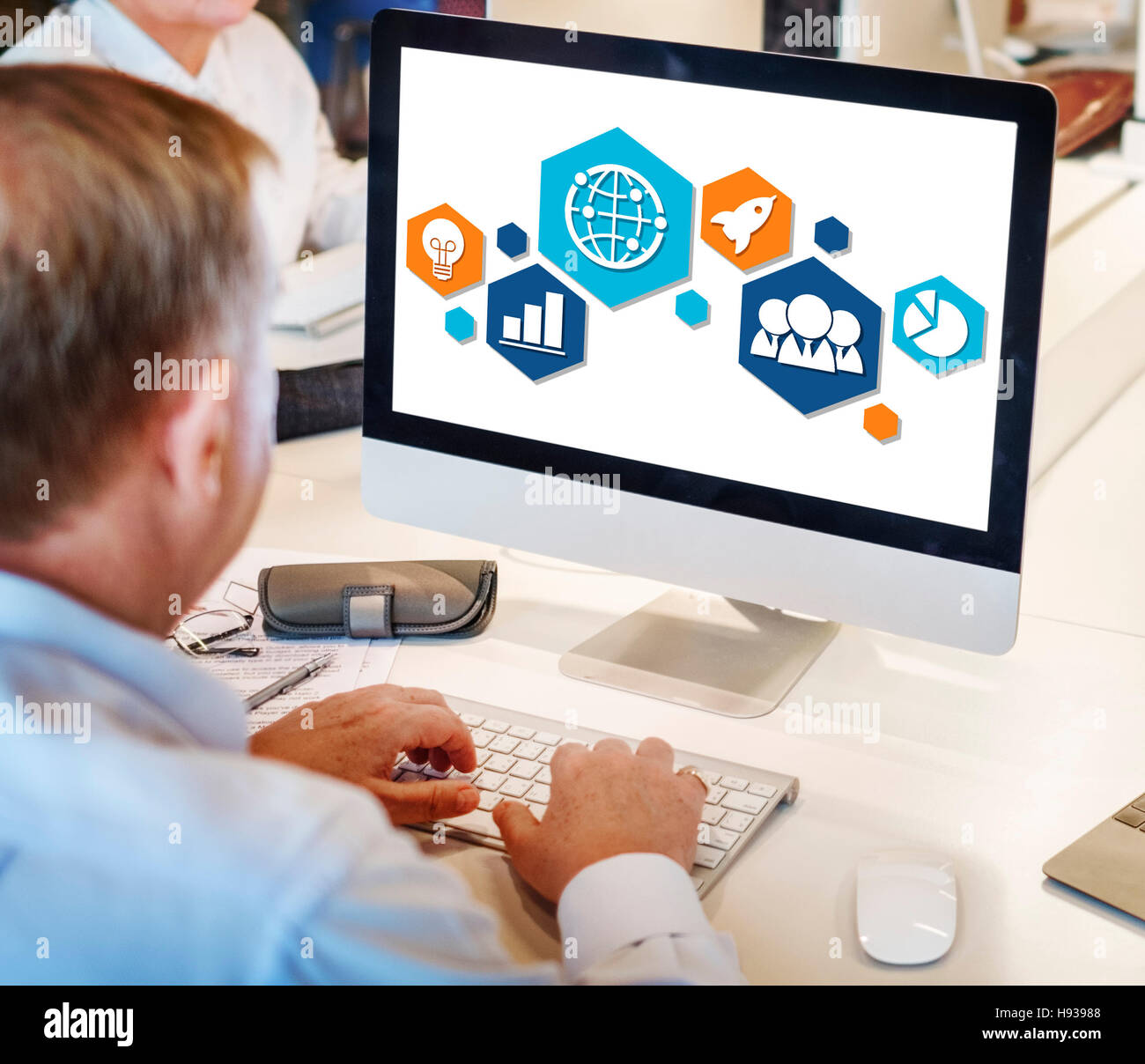 Global Business Strategy Planning Icon Concept Stock Photo - Alamy