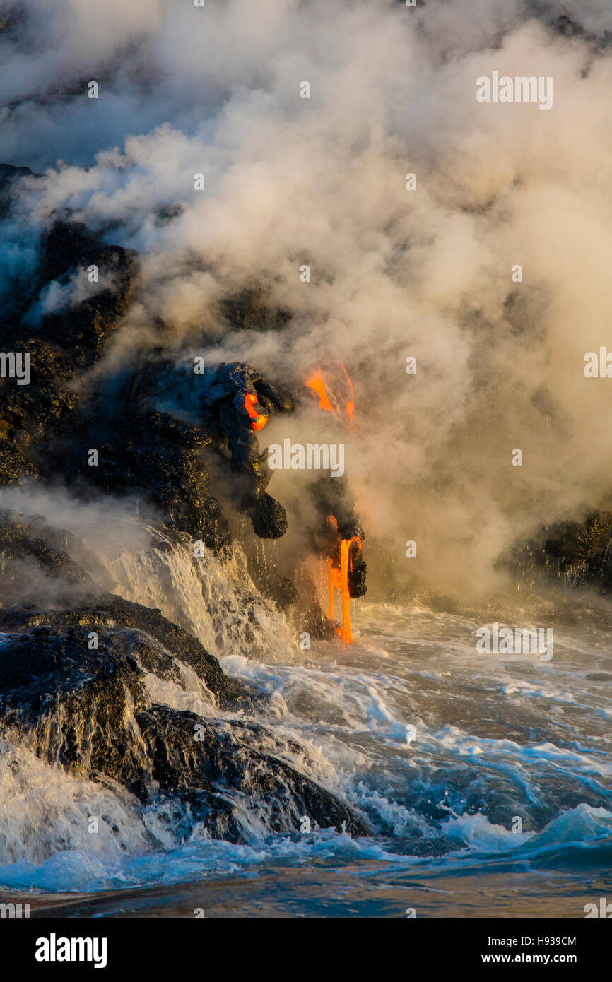 Lava Boat Tour, Kilauea Volcano, HVNP. Island of Hawaii, Hawaii Stock ...