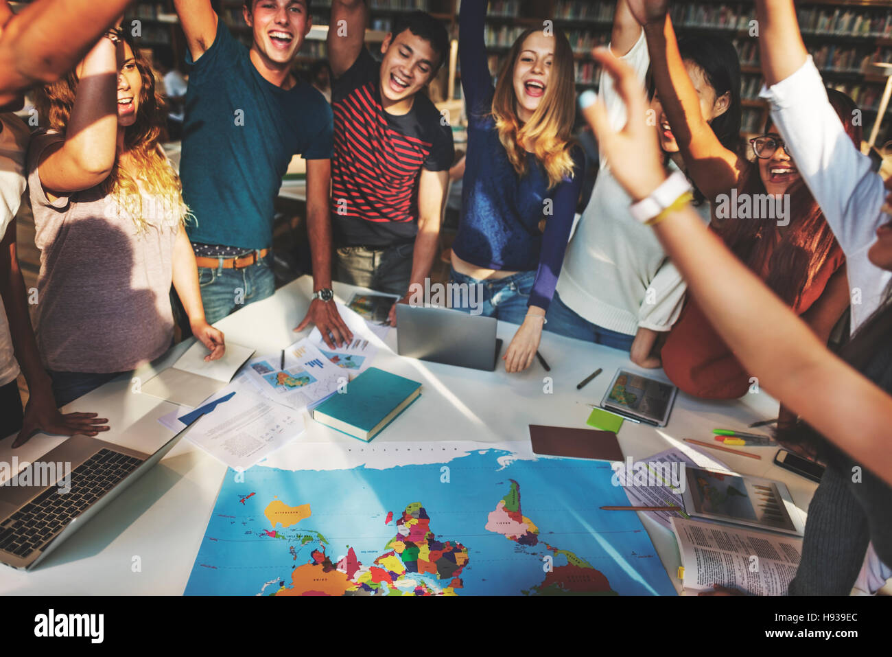 Classmate Celebrate Team Group Community Concept Stock Photo - Alamy