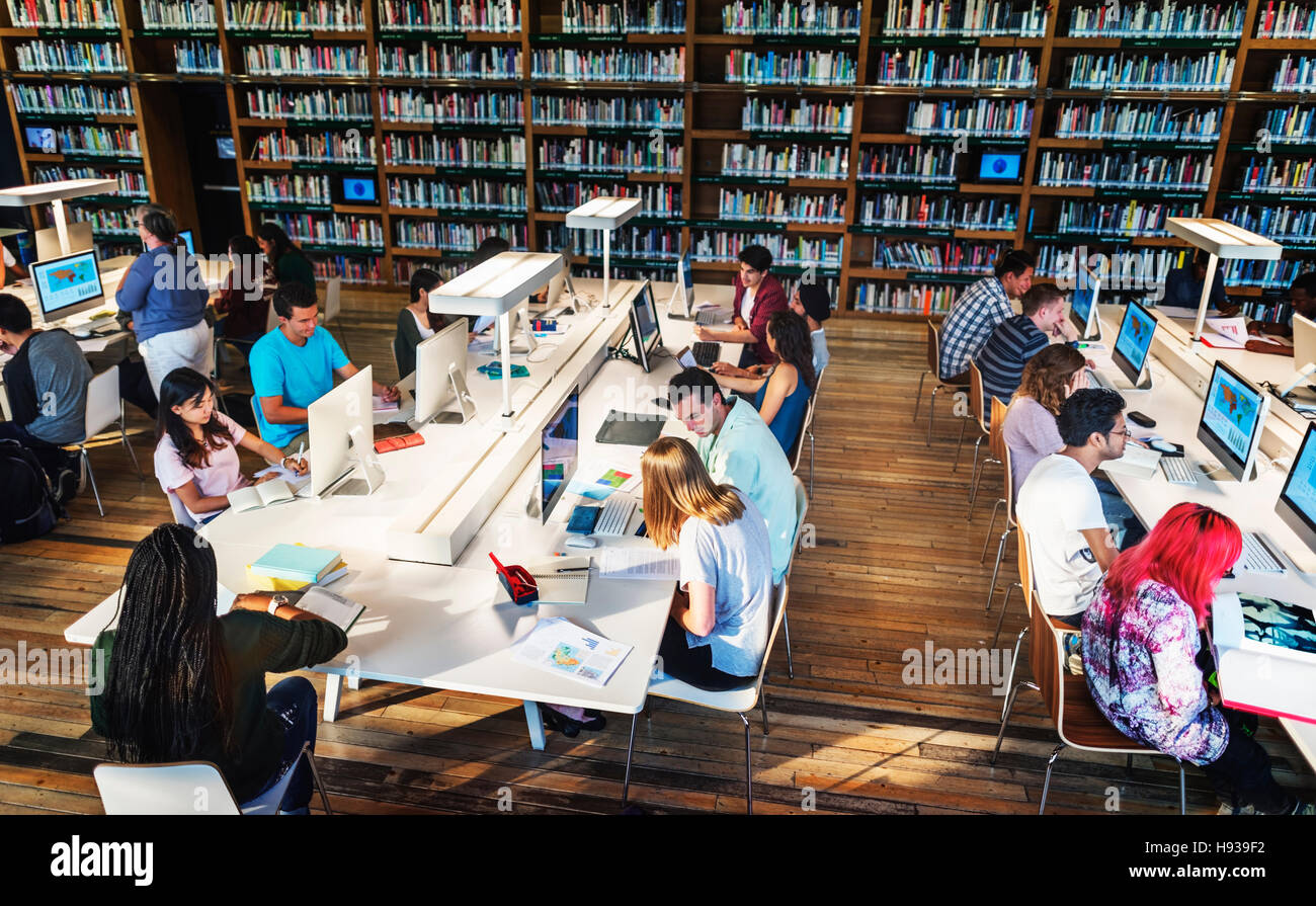 Technology Library Student Learning Concept Stock Photo - Alamy