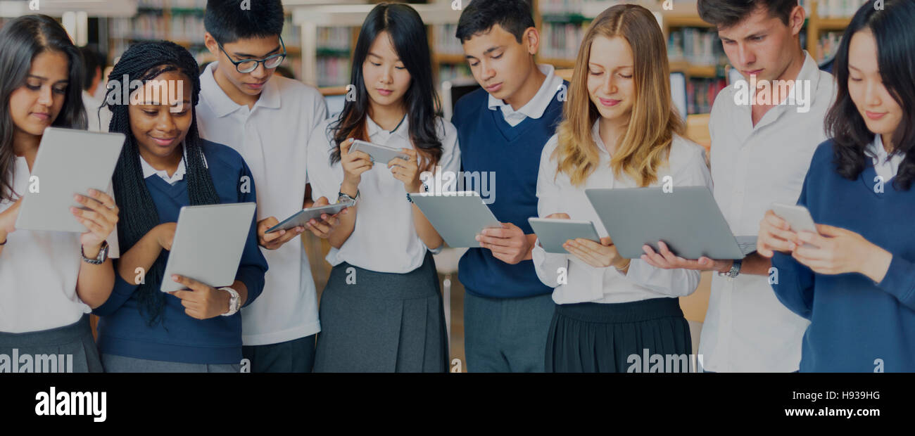 Students Library Campus Education Networking Technology Concept Stock ...