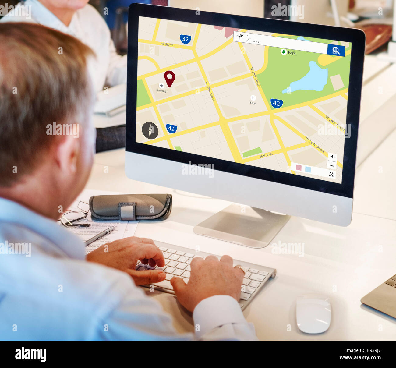 Navigation Location Geography Map Education Concept Stock Photo - Alamy