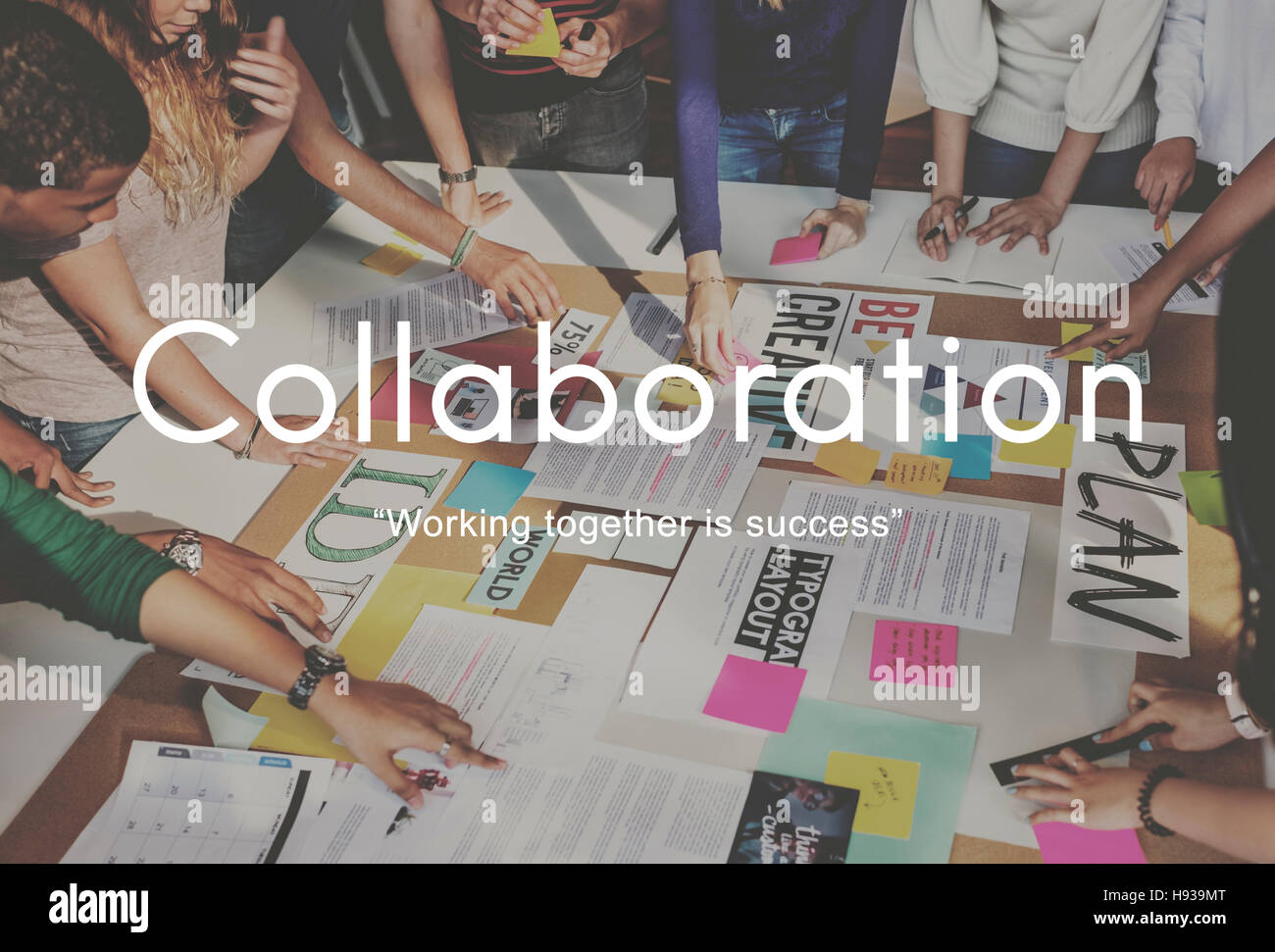 Collaboration Colleagues Cooperation Teamwork Concept Stock Photo - Alamy