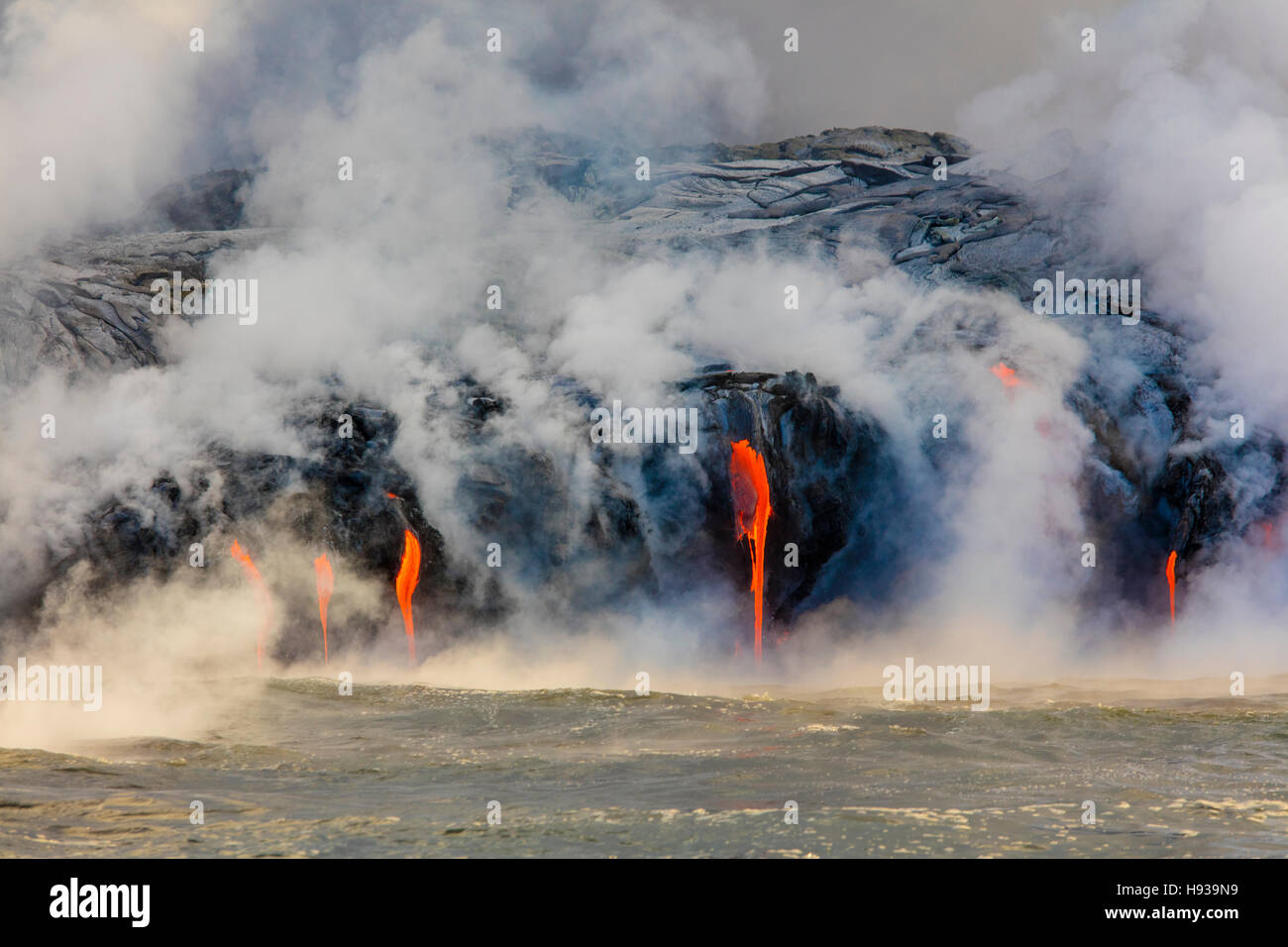 Lava Boat Tour, Kilauea Volcano, HVNP. Island of Hawaii, Hawaii Stock ...