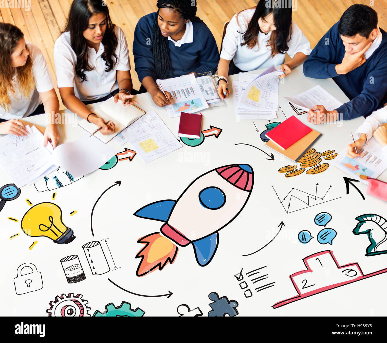 Team Brainstorming Plan Creation Strategy Concept Stock Photo - Alamy