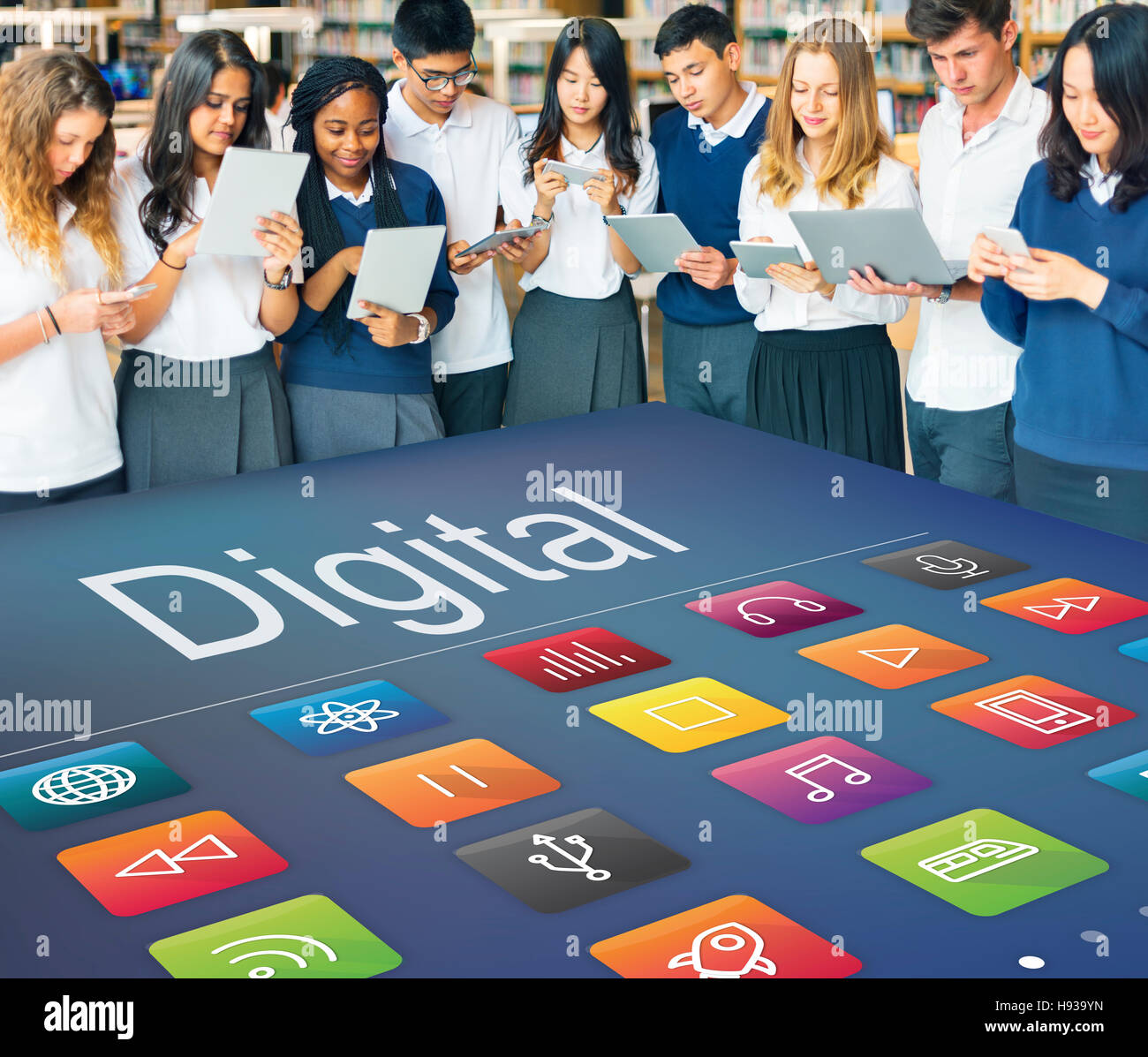 Multimedia Connection Digital Content Futuristic Concept Stock Photo ...