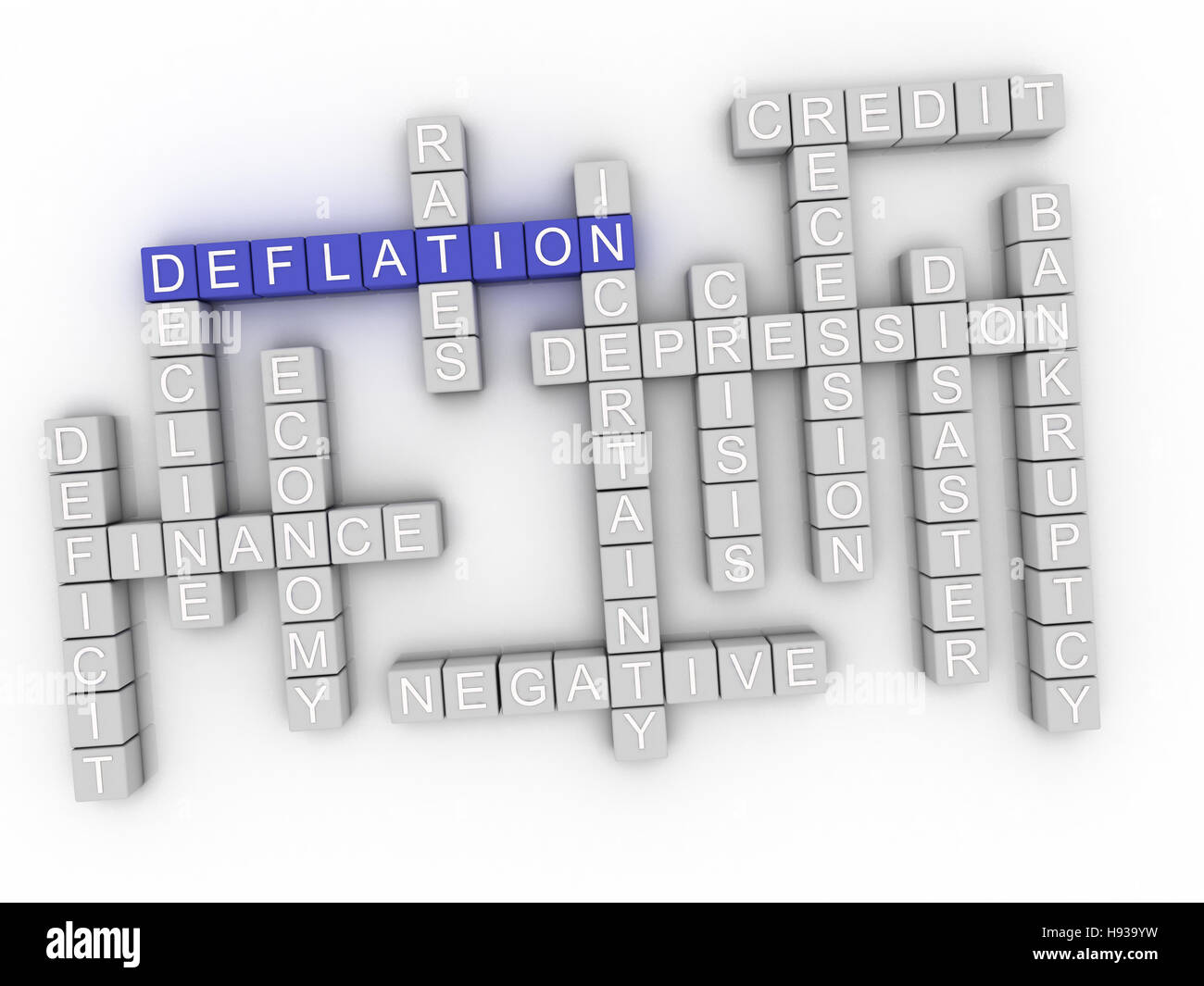 3d image Deflation word cloud concept Stock Photo - Alamy