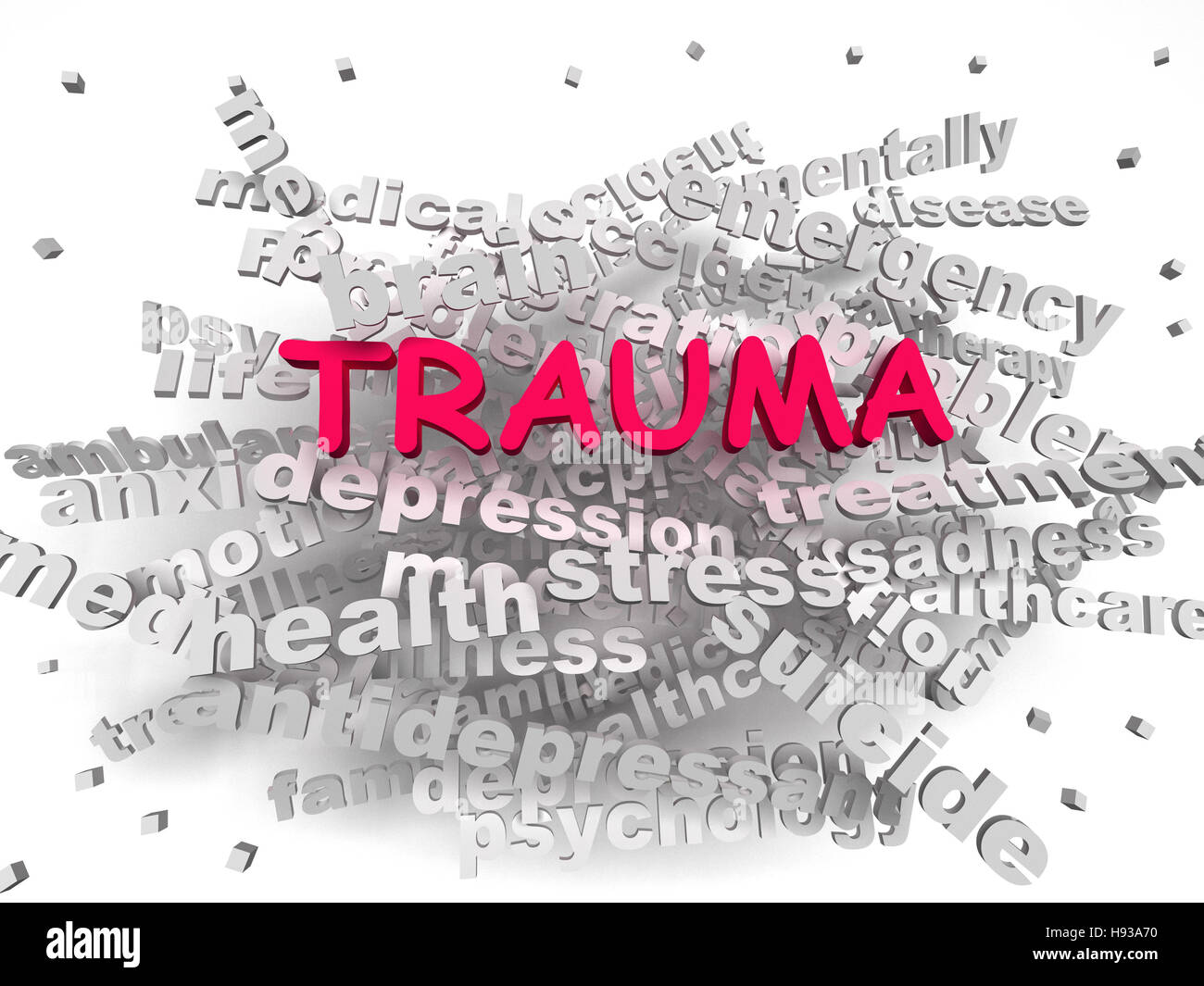 3d image Trauma word cloud concept Stock Photo - Alamy