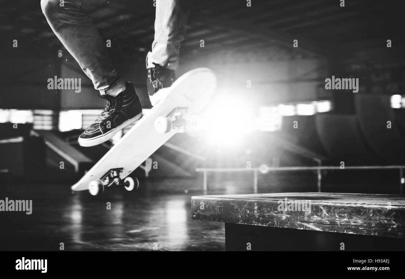 Skateboarding Practice Freestyle Extreme Sports Concept Stock Photo - Alamy