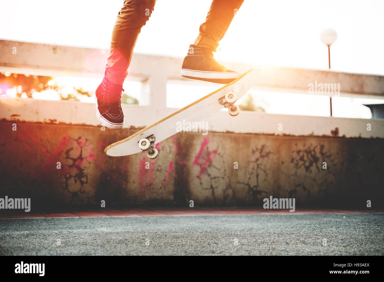 Skateboarding Practice Freestyle Extreme Sports Concept Stock Photo - Alamy