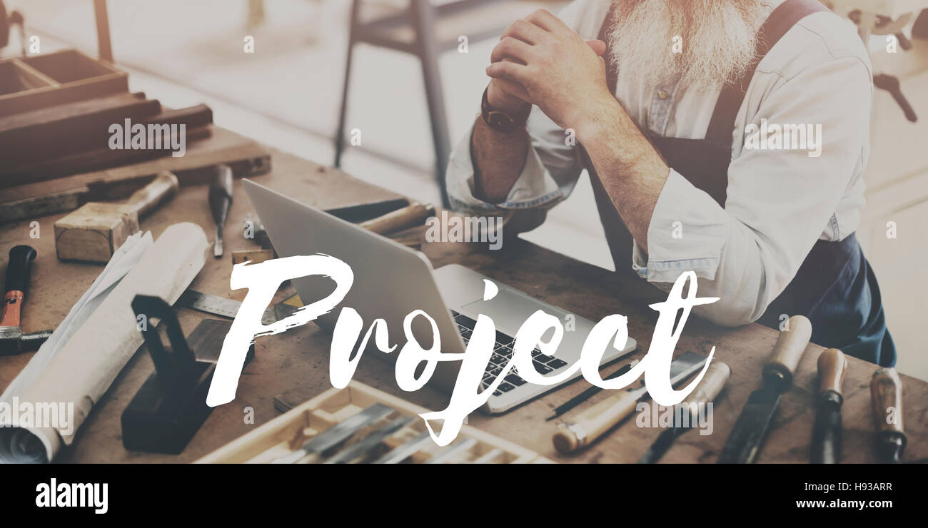 Man Working Crafting Project Design Concept Stock Photo - Alamy