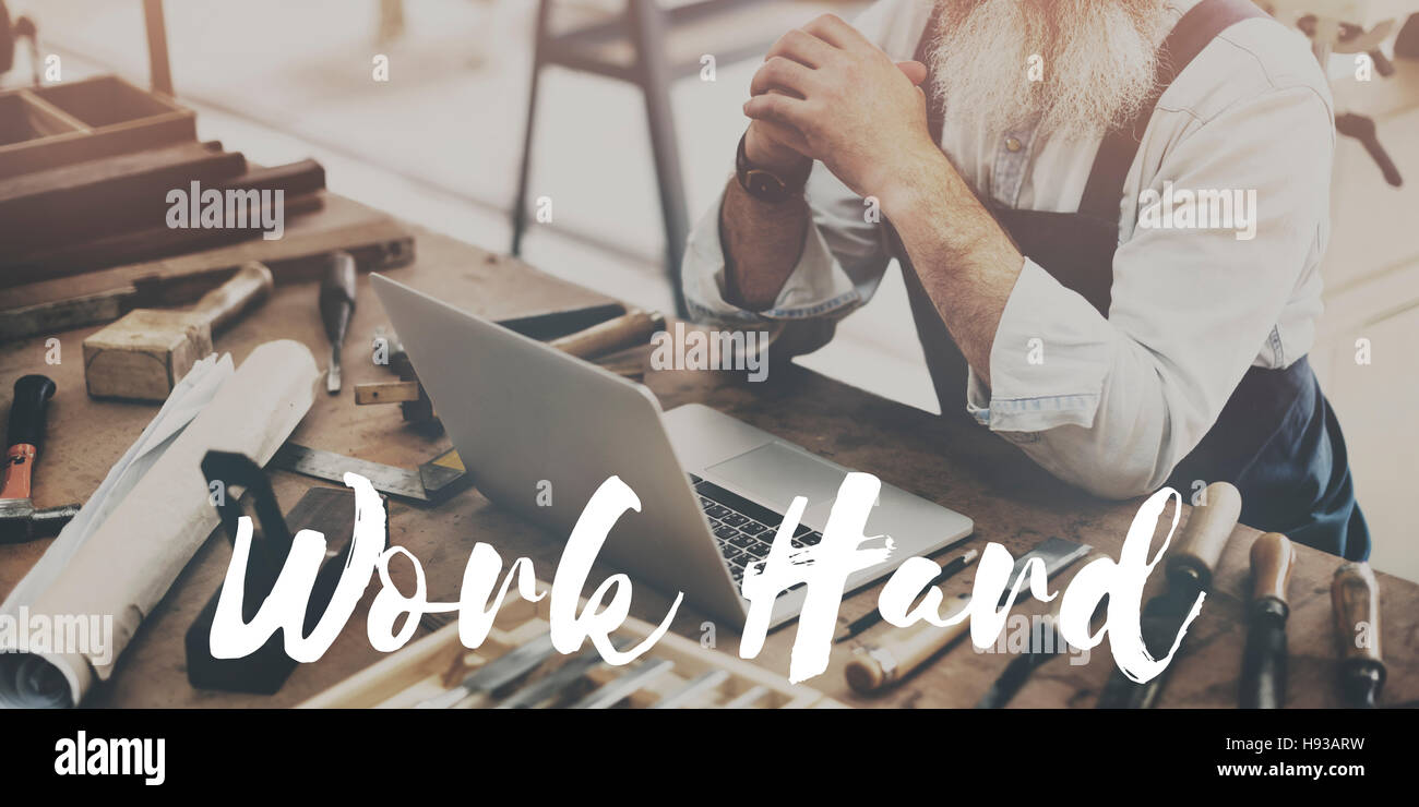 Man Working Crafting Project Design Concept Stock Photo - Alamy