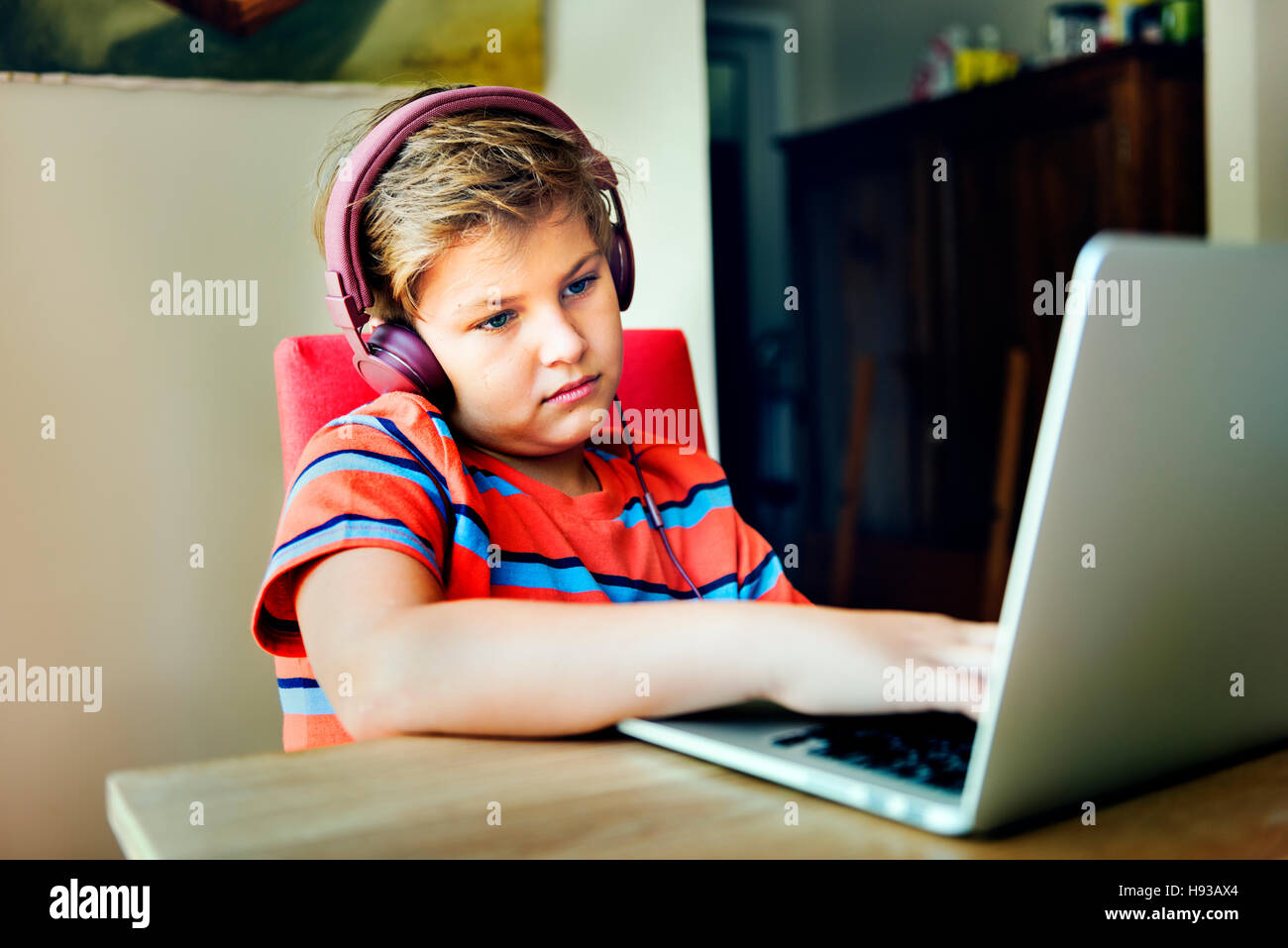 Bored Boredom Child Headphone Depressed Tired Concept Stock Photo - Alamy
