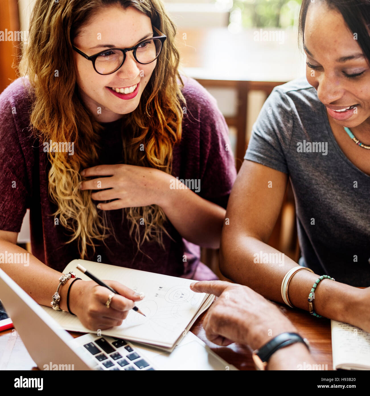 Friends Working Discussion Meeting Sharing Ideas Concept Stock Photo ...