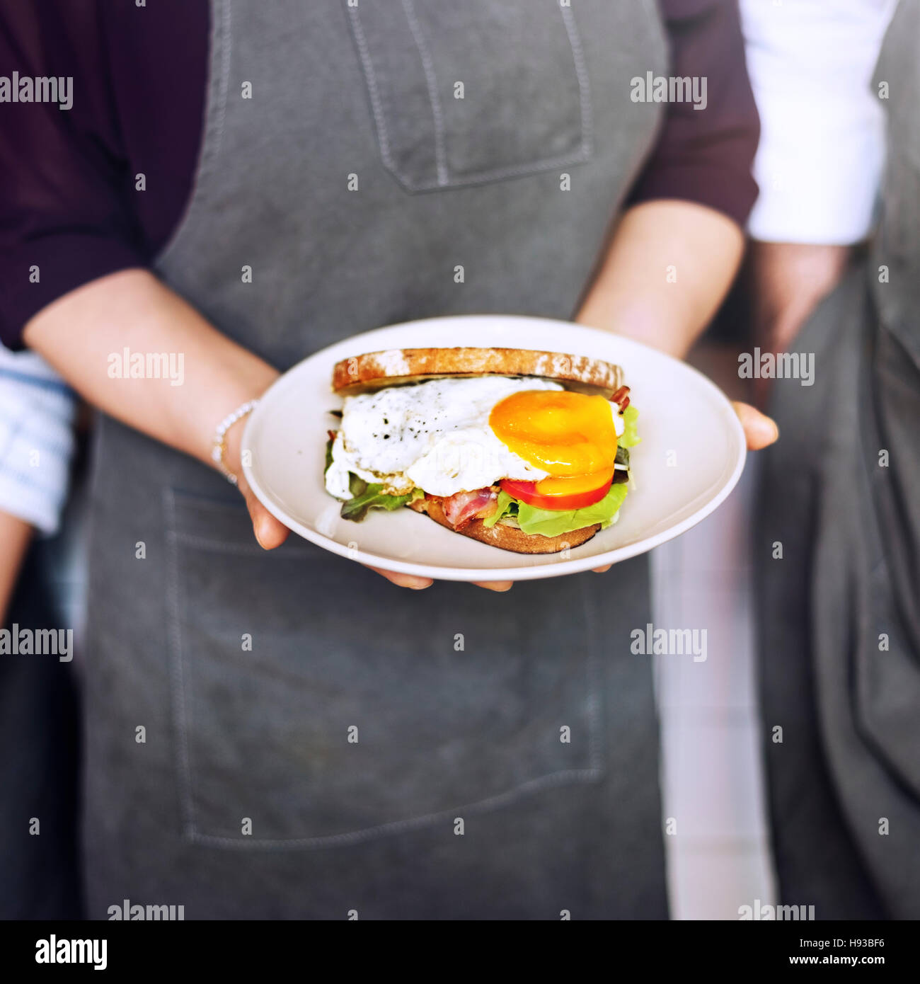 Sandwich Breakfast Waiter Serving Service Concept Stock Photo - Alamy