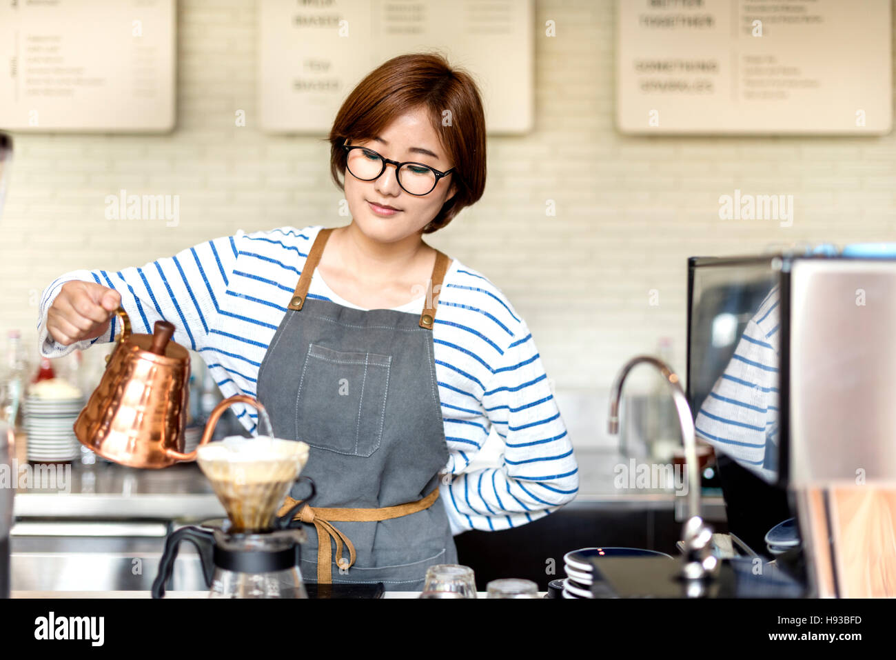 Barista Prepare Coffee Working Order Concept Stock Photo - Alamy