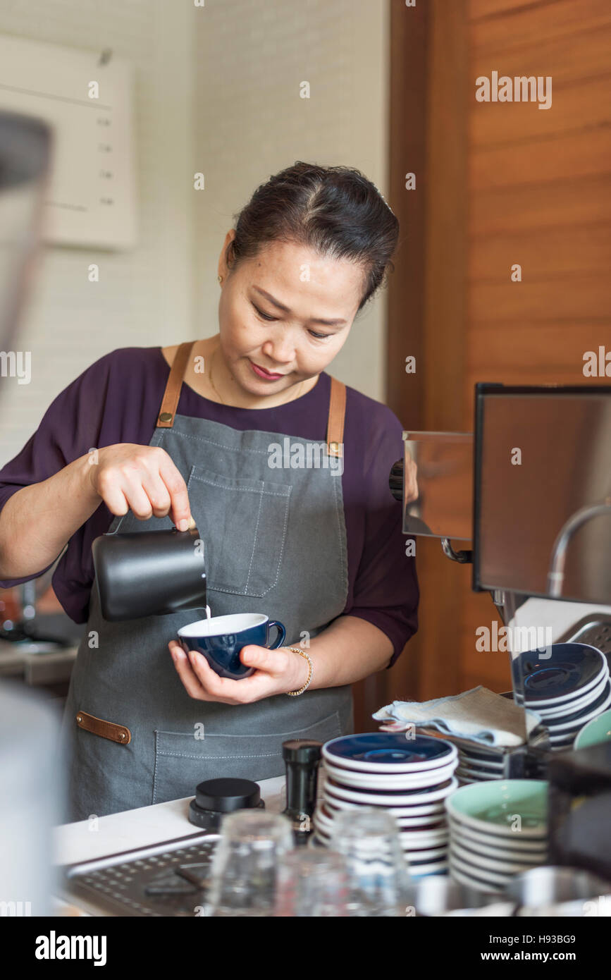 Barista Prepare Coffee Working Order Concept Stock Photo - Alamy