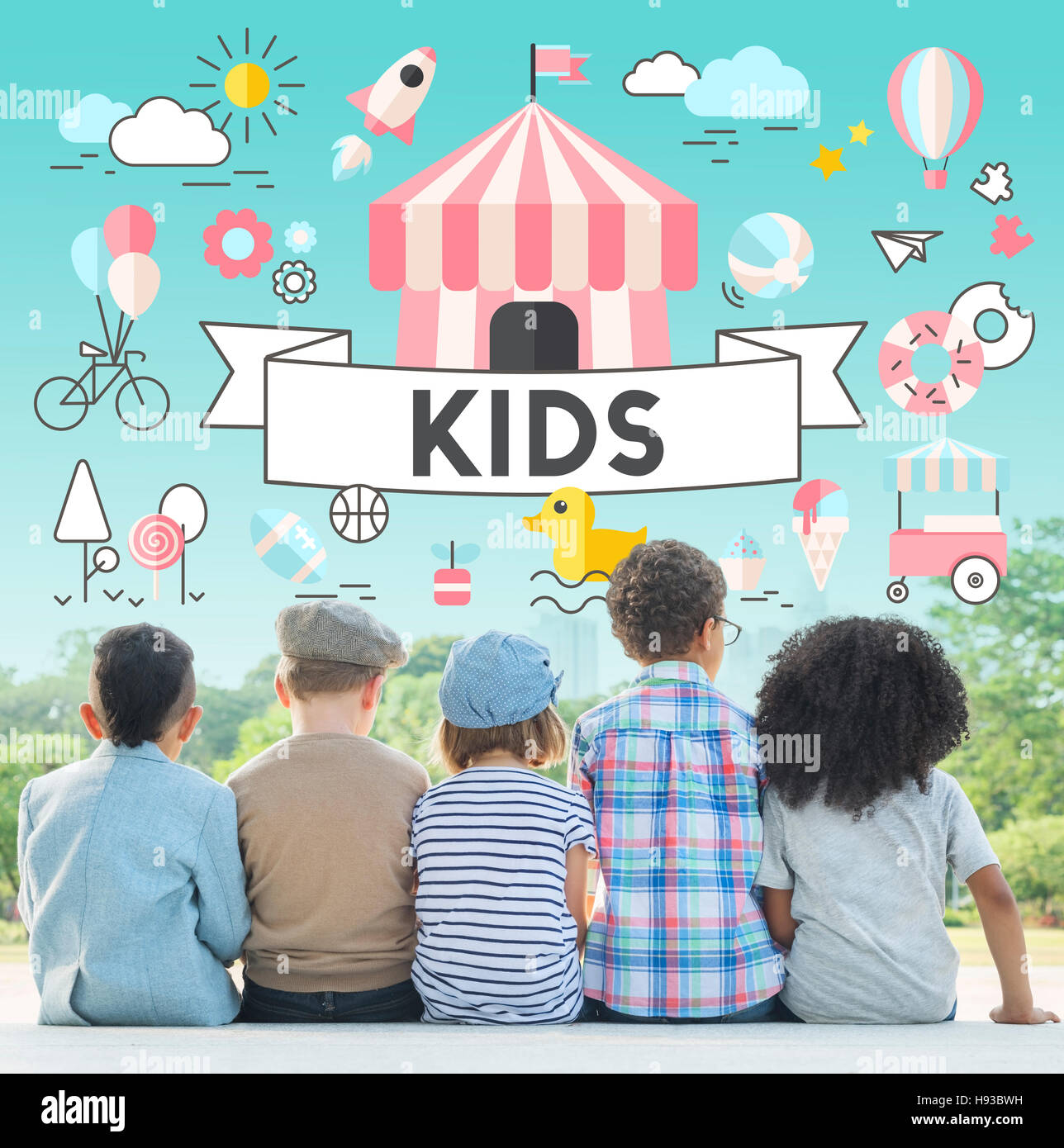 Kids Young Children People Graphic Concept Stock Photo - Alamy