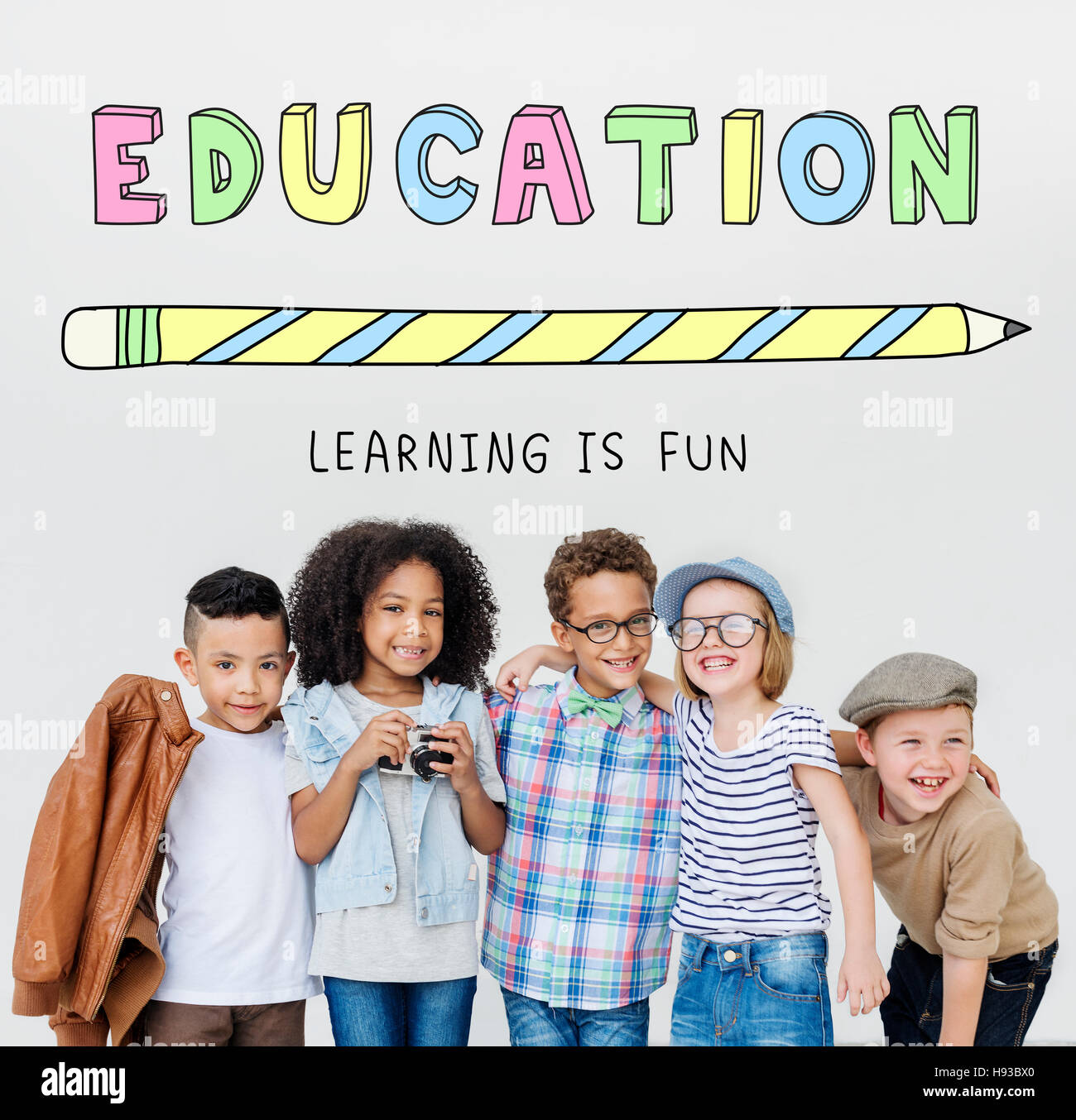 Education Learning Is Fun Children Graphic Concept Stock Photo - Alamy