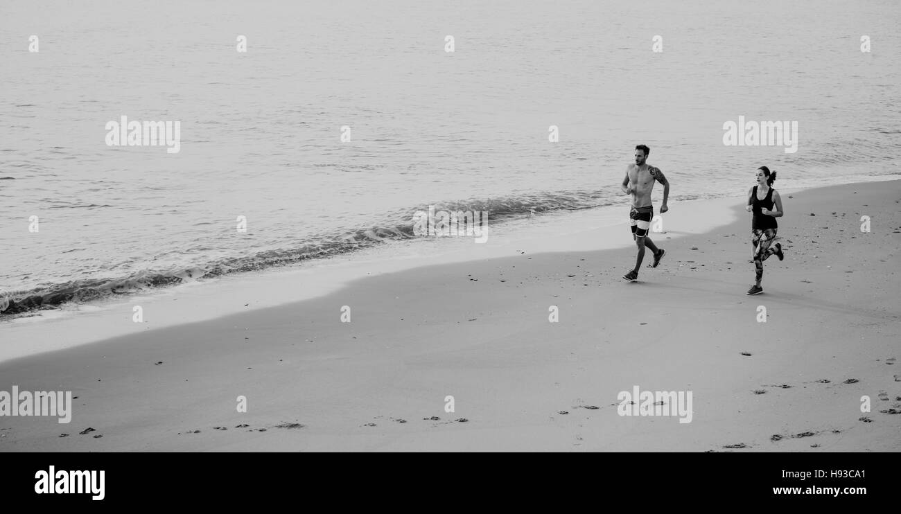 Run Exercise Beach Sport Coast Sprint Nature Concept Stock Photo - Alamy