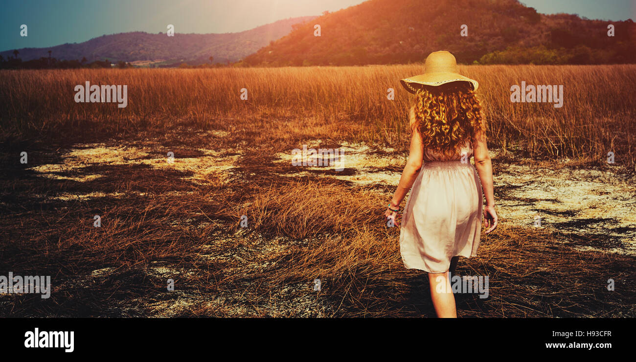 Female Outdoors Stroll Walking Free Concept Stock Photo - Alamy