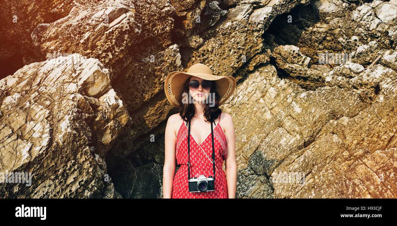 Girl Camera Photographer Focus Shooting Nature Concept Stock Photo - Alamy