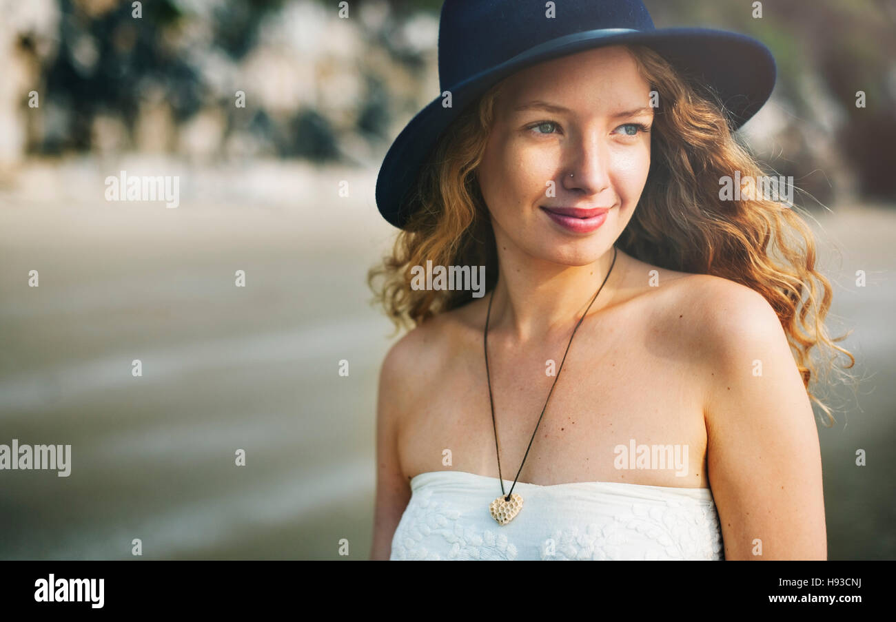 Girl Woman Smiling Relax Happy Concept Stock Photo - Alamy